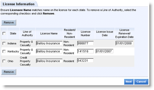 Licensing: License Information - Setup