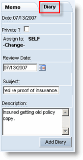 Memos and Diaries: Entering Diaries