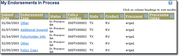 My Endorsements in Process