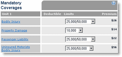 Motorcycle Quick Quote Coverages