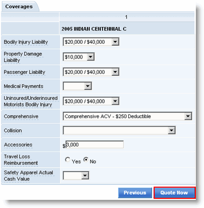 Motorcycle: Coverages