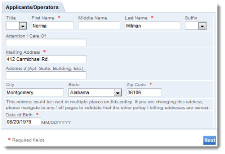 Motorcycle: Applicant Information
