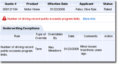 Underwriting Rule Results Override